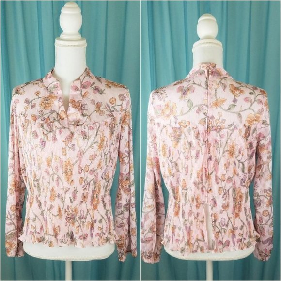 Vintage | Tops | Vintage 7s Prairie Style Pleated Zip Back Top | Poshmark